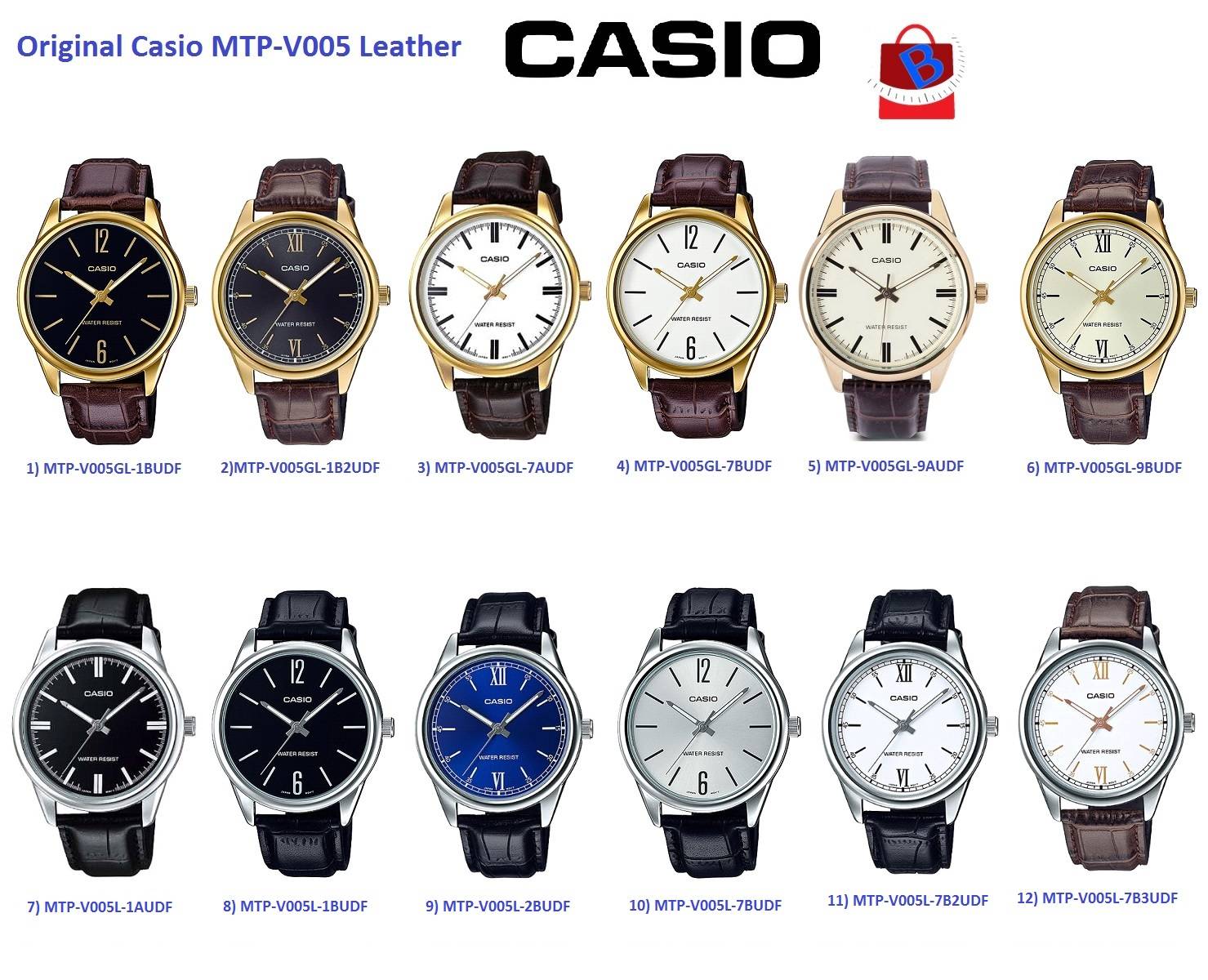 Casio MTP-V005 Leather Original & Genuine Watch