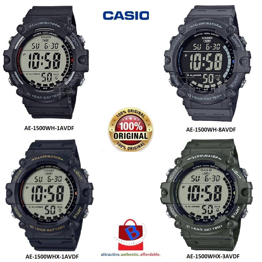 Casio Digital AE-1500WH / AE-1500WHX Series Original & Genuine Watch